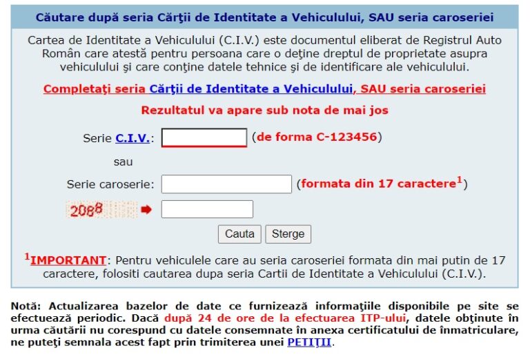 Verificare valabilitate ITP online