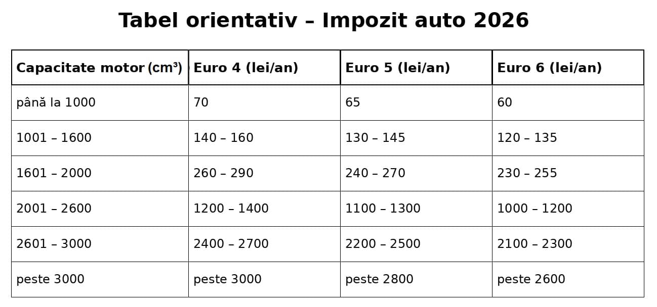 Impozit auto 2026 - cat platesti si exemple clare de calcul